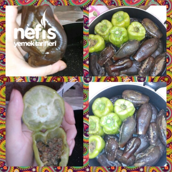 Üç Bacı Dolması( Azerbaycan Usulu Patlıcan , Biber Dolması)(Azerice ...